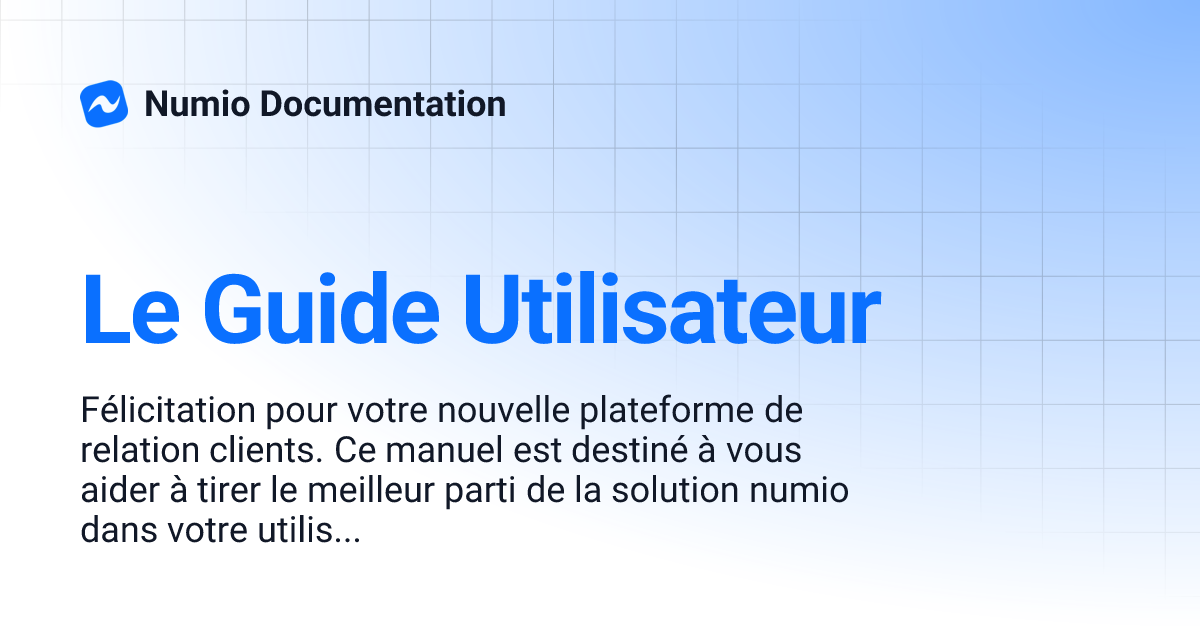 Le Guide Utilisateur | Numio Documentation